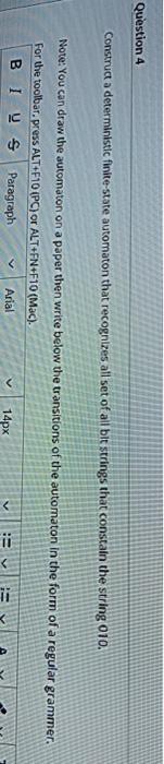 Solved Question 4 Construct A Deterministic Finite State