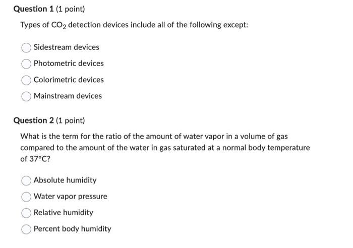 Solved Types of CO2 detection devices include all of the | Chegg.com