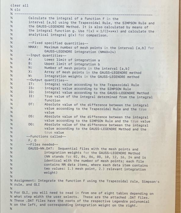 Solved \% YOUR PROGRAM SHOULD ASK FOR: % 1) Bounds of | Chegg.com