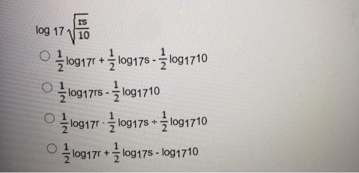 Solved IS log 17 110 bogi7 + 109179 - Jog1710 | Chegg.com