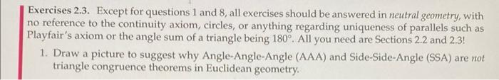 Solved Exercises 2.3. Except for questions 1 and 8, all | Chegg.com