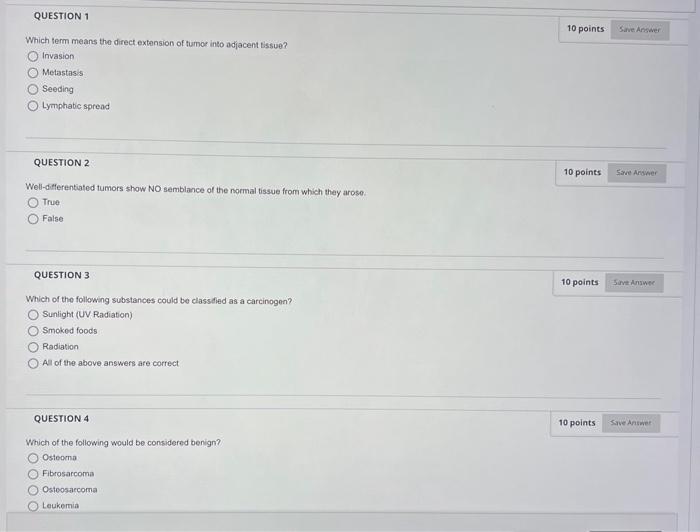 Solved Which ferm means the direct extension of tumor into | Chegg.com
