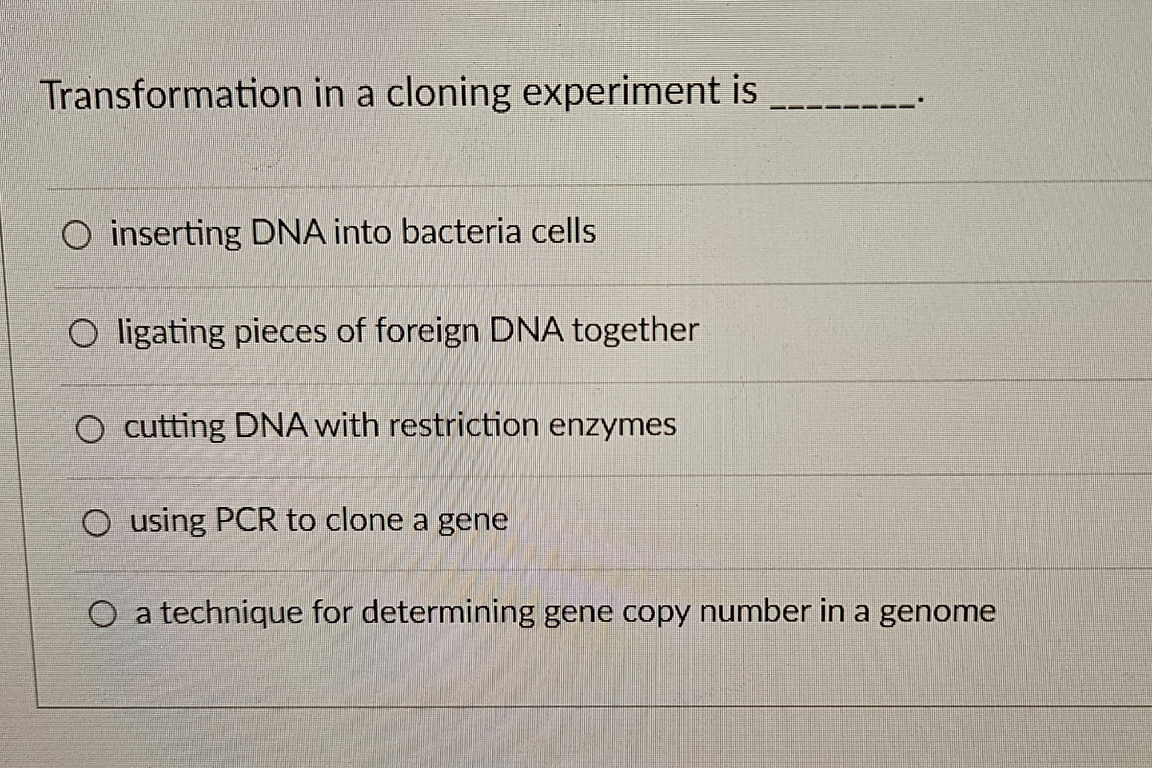 Solved Transformation in a cloning experiment is q,inserting | Chegg.com