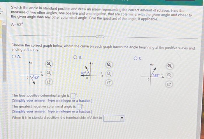 Solved Sketch the angle in standard position and draw an | Chegg.com