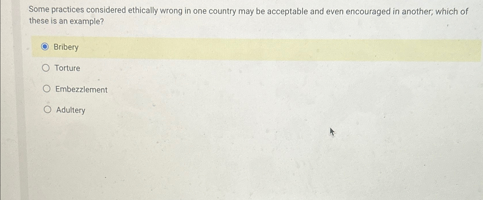 Solved Some practices considered ethically wrong in one | Chegg.com