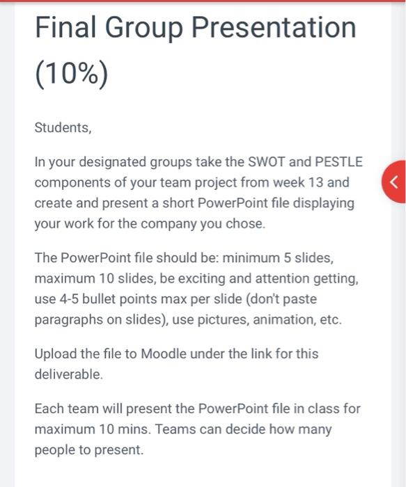 Solved Final Group Presentation (10%) Students, In your | Chegg.com