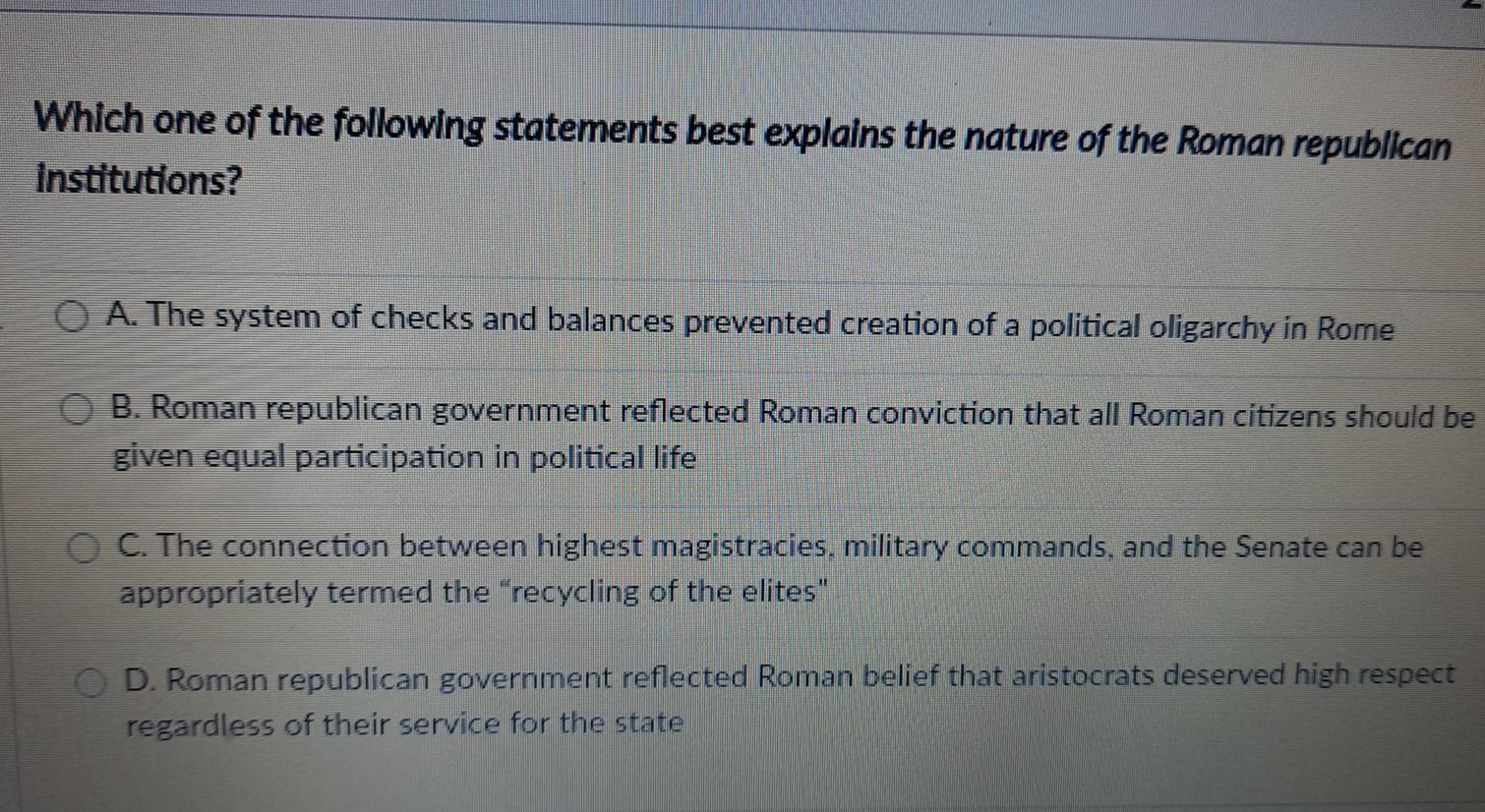 Solved Which one of the following statements best explains | Chegg.com