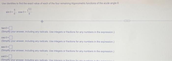 Solved Use identities to find the exact value of each of the | Chegg.com