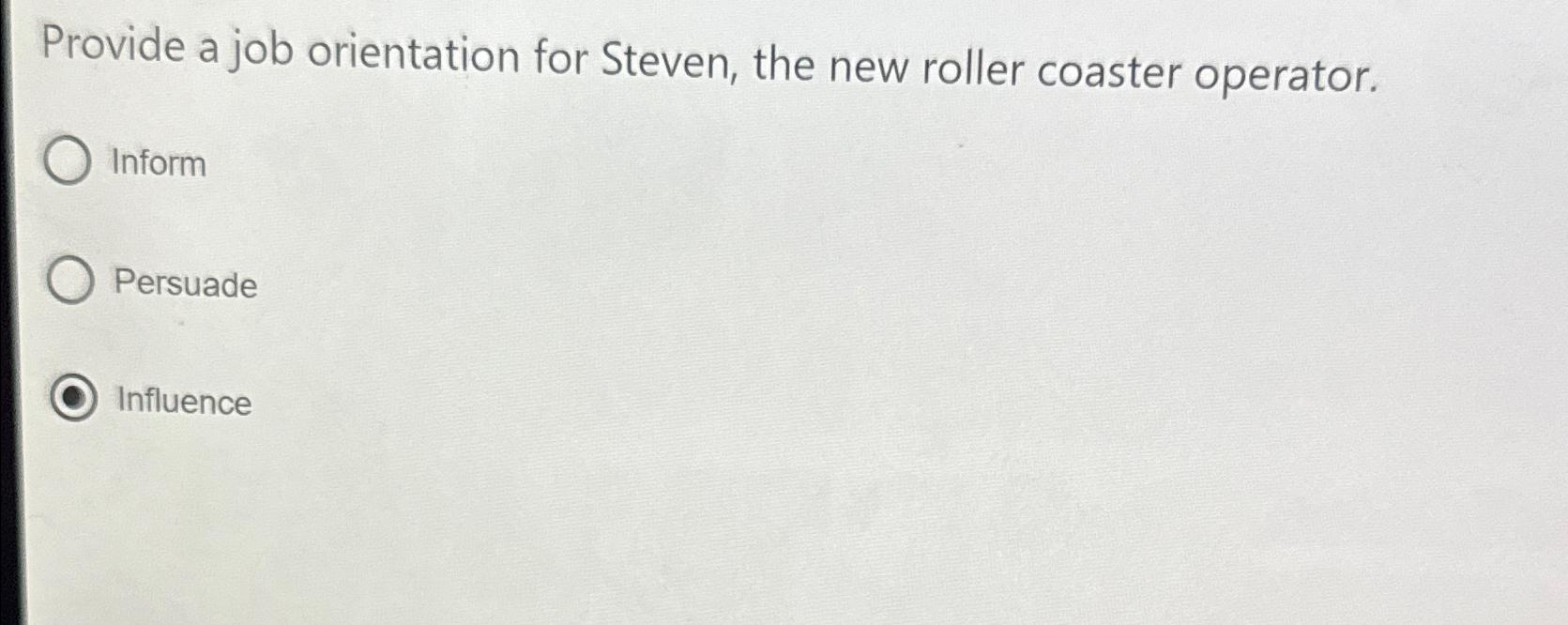 Solved Provide a job orientation for Steven, the new roller | Chegg.com