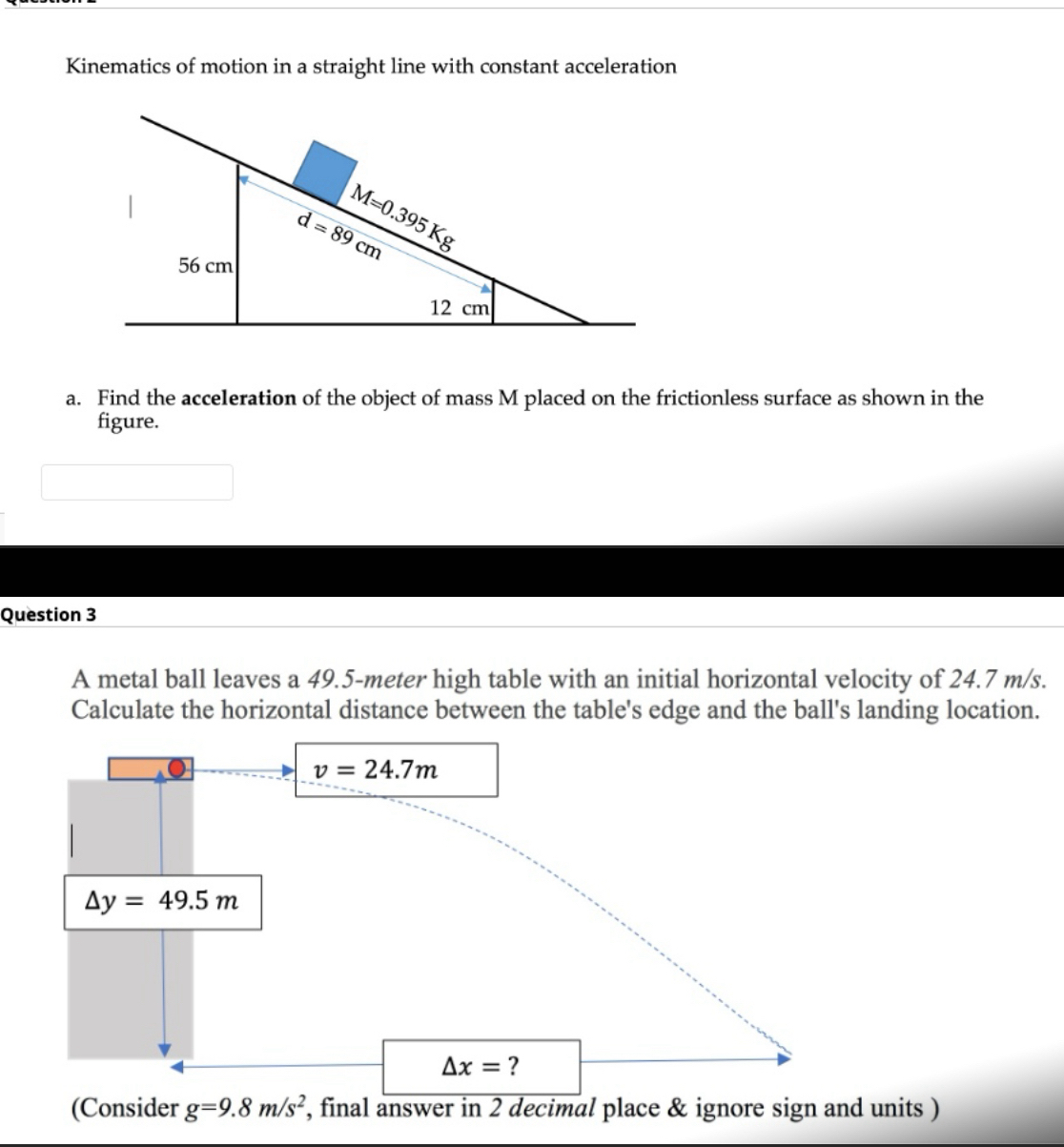 Solved Kinematics of motion in a straight line with constant | Chegg.com