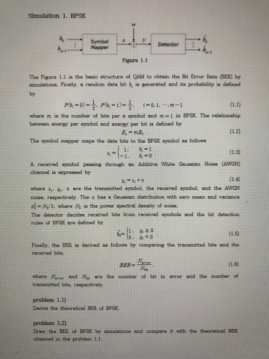 Simulation 1. BPSK Symbol Mapper Detector b Figure | Chegg.com