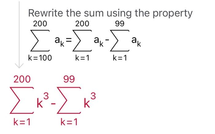 Solved Rewrite the sum using the property | Chegg.com