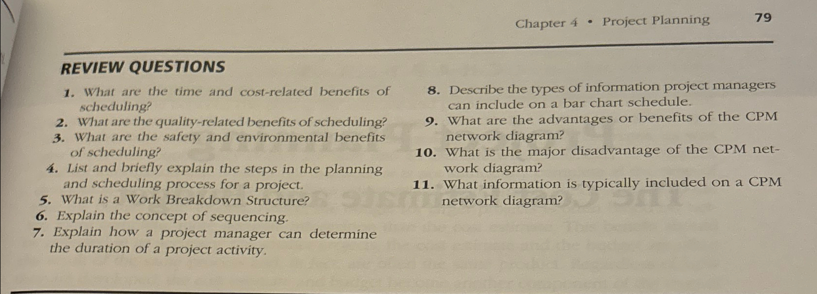 Solved Chapter 4 - ﻿Project Planning79REVIEW QUESTIONSWhat | Chegg.com