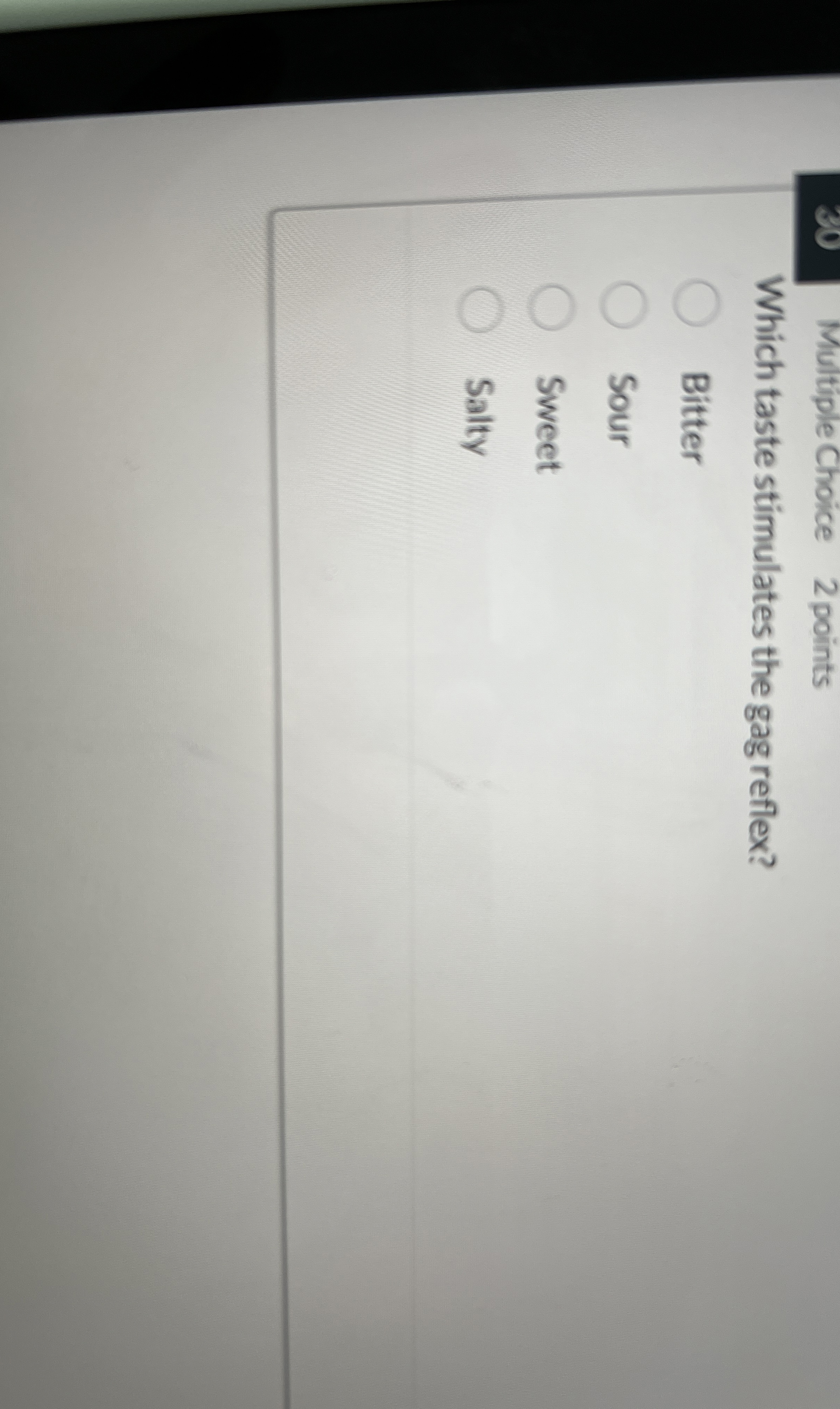Solved 30Multiple Choice 2 pointsWhich taste stimulates the | Chegg.com Solved 30Multiple Choice 2 pointsWhich taste stimulates the | Chegg.com