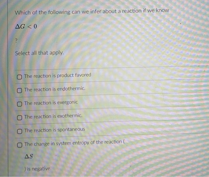 Solved Which of the following can we infer about a reaction | Chegg.com