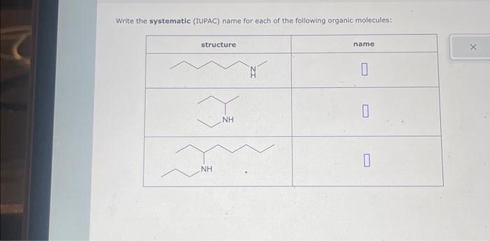 Solved Write the systematic (IUPAC) name for each of the | Chegg.com