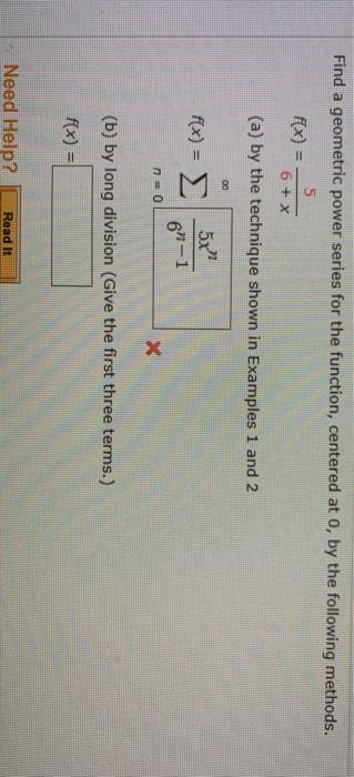 Solved Find a geometric power series for the function, | Chegg.com