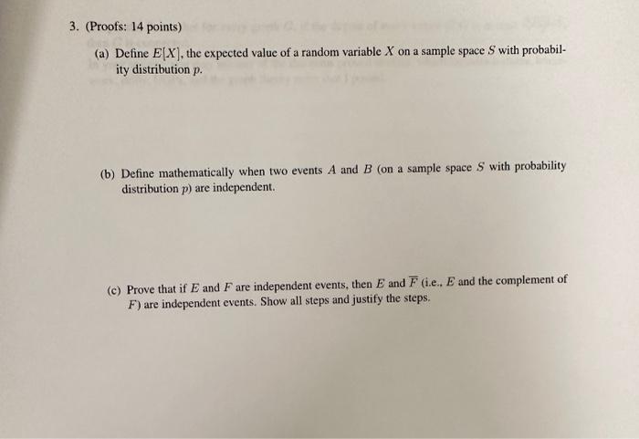 Solved (a) Define E[X], the expected value of a random | Chegg.com