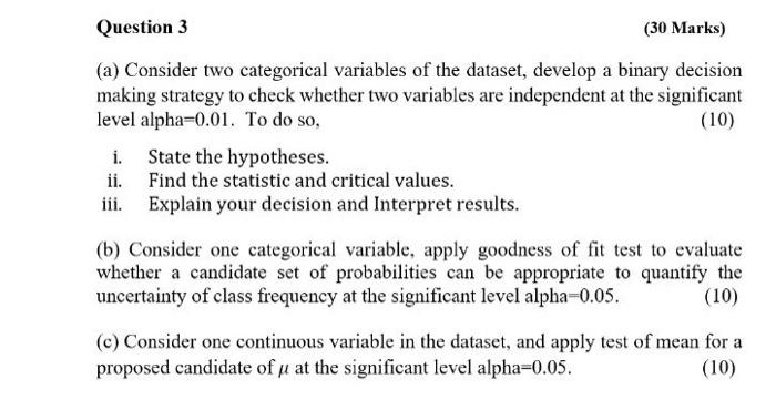 Solved (a) Consider two categorical variables of the | Chegg.com