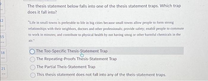 12 - 15 00 18 21 1 The thesis statement below falls | Chegg.com