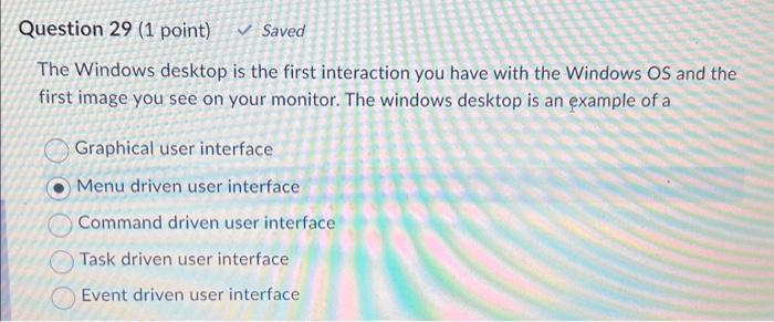 Solved The Windows desktop is the first interaction you have | Chegg.com