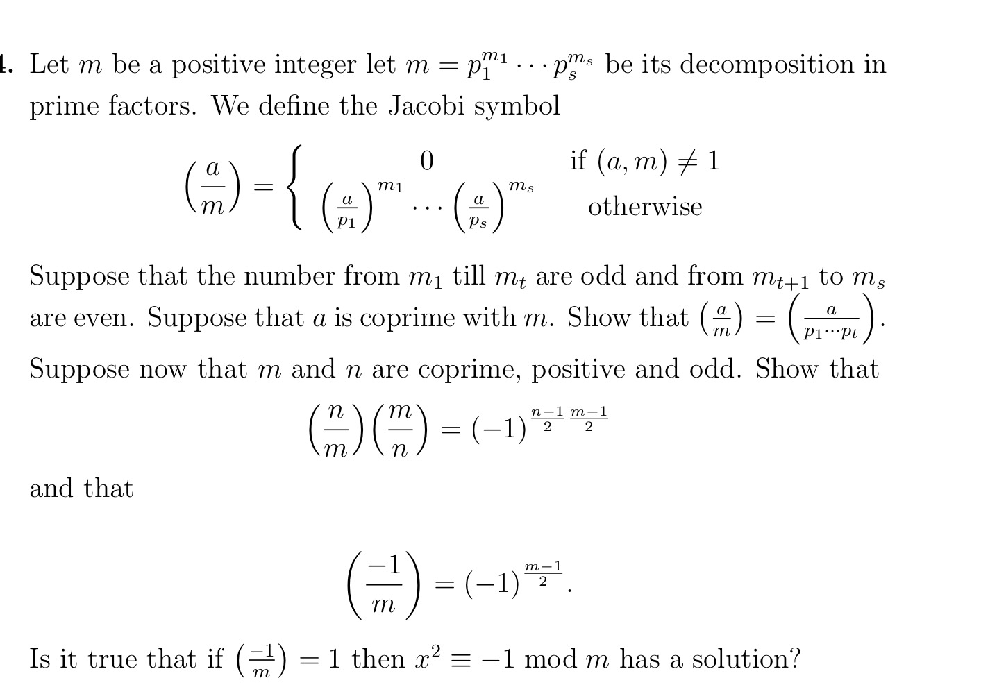 Solved Let m ﻿be a positive integer let m=p1m1cdotspsms ﻿be | Chegg.com