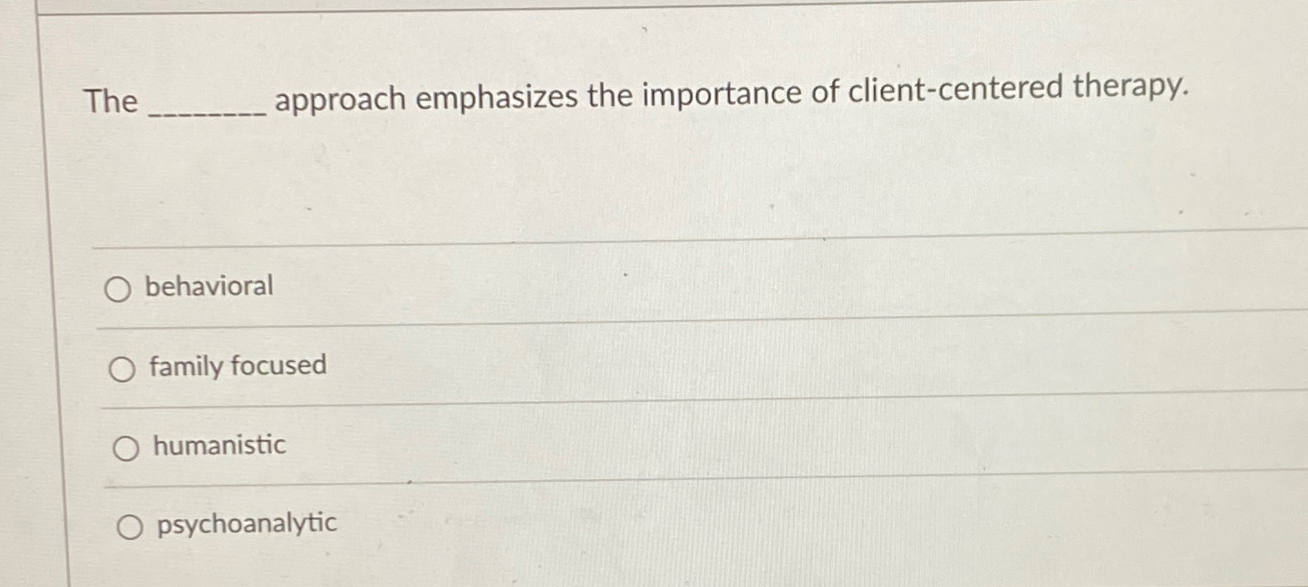 Solved The ___ ﻿approach emphasizes the importance of | Chegg.com