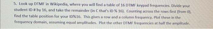 Solved 5. Look up DTMF in Wikipedia, where you will find a | Chegg.com