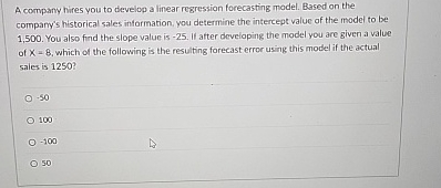 Solved A company hires you to develop a linear regression | Chegg.com