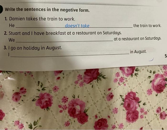 Write the sentences in the negative form. 1. Damien | Chegg.com