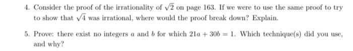 Solved 4. Consider the proof of the irrationality of 2 on | Chegg.com
