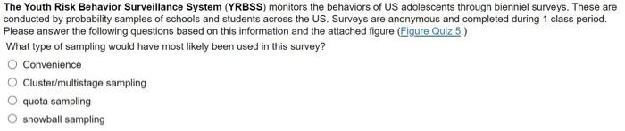 Solved The Youth Risk Behavior Surveillance System (YRBSS) | Chegg.com