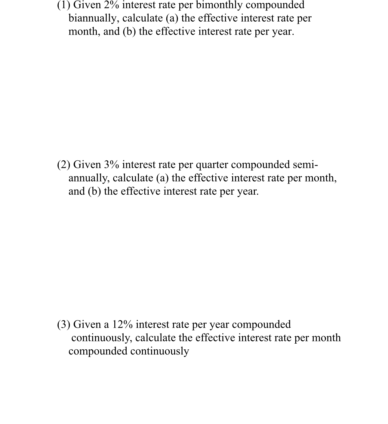 Solved (1) ﻿Given 2% ﻿interest rate per bimonthly compounded | Chegg.com