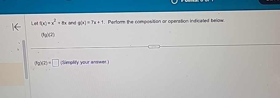 Solved Let f(x)=x2+8x ﻿and g(x)=7x+1. ﻿Perform the | Chegg.com
