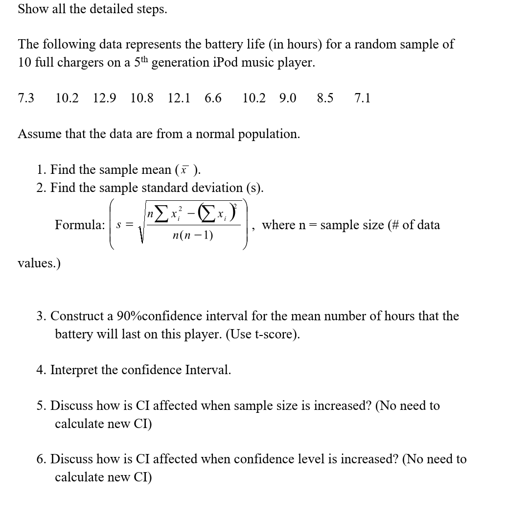 Solved Show all the detailed steps.The following data | Chegg.com