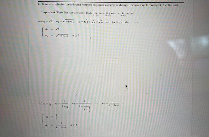 Solved Important Fact: For any sequence | Chegg.com