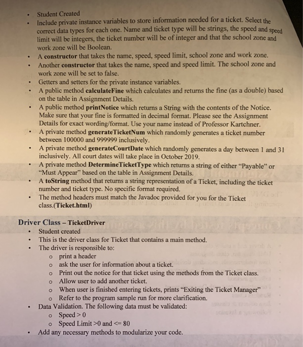 Solved Student Created Include private instance variables to | Chegg.com