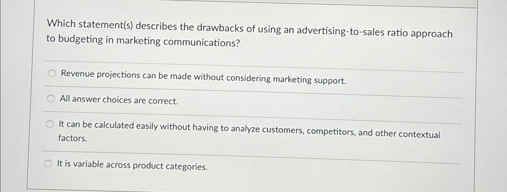 Solved Which statement(s) ﻿describes the drawbacks of using | Chegg.com
