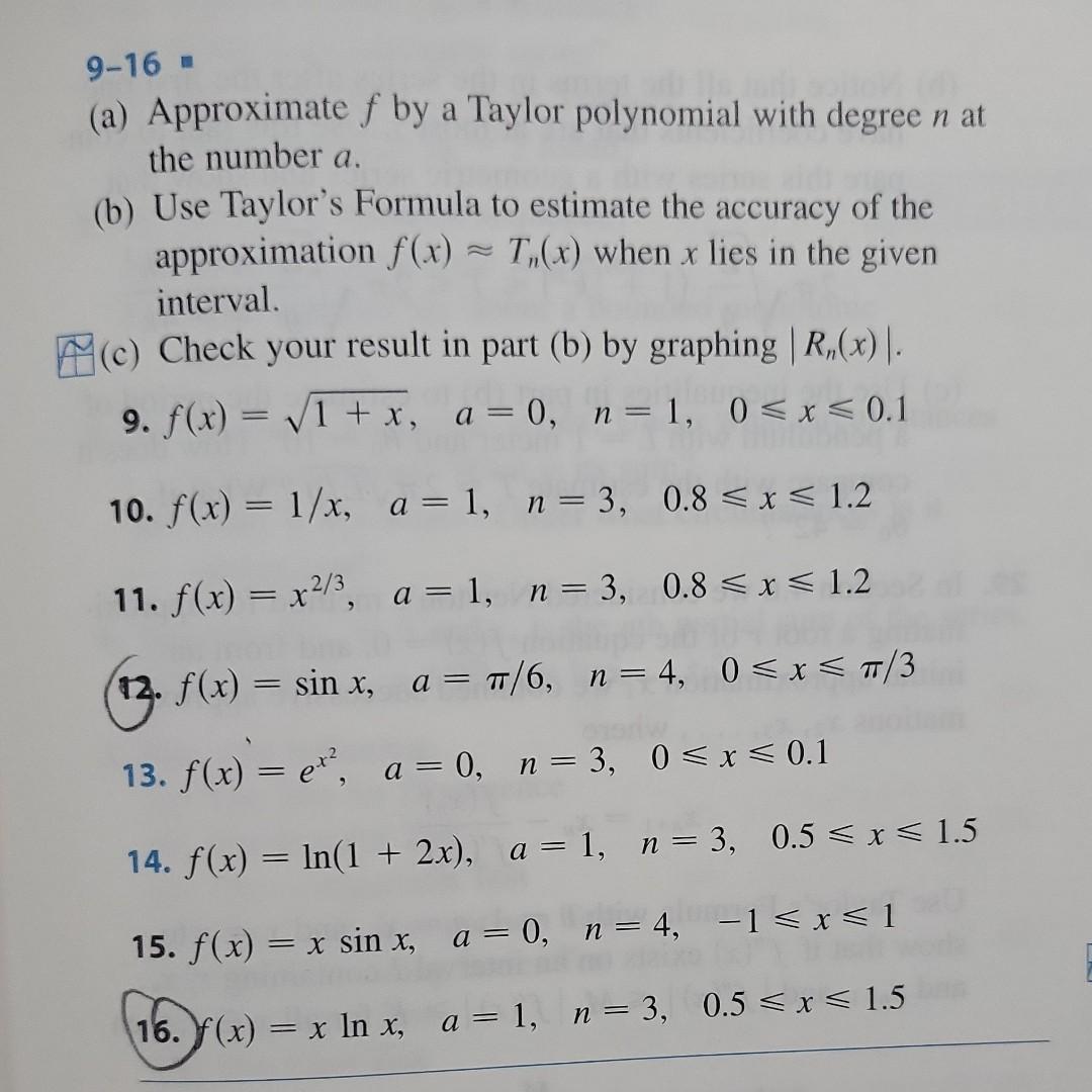 Solved approximation f(x)≈Tn(x) when x lies in the given | Chegg.com