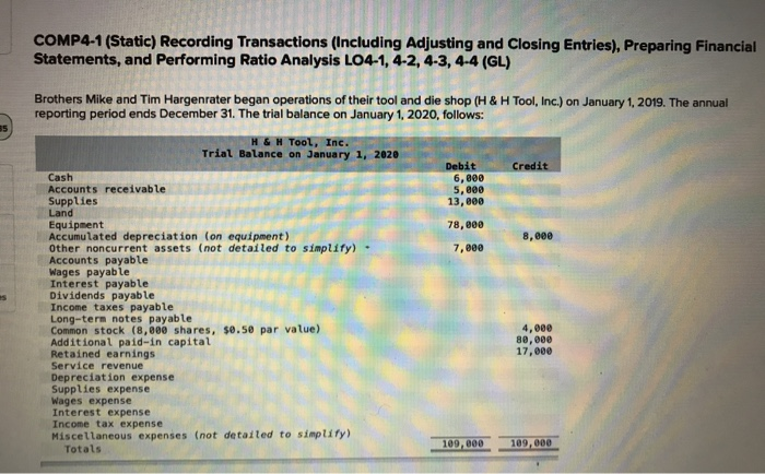 Solved COMP4-1 (Static) Recording Transactions (Including | Chegg.com