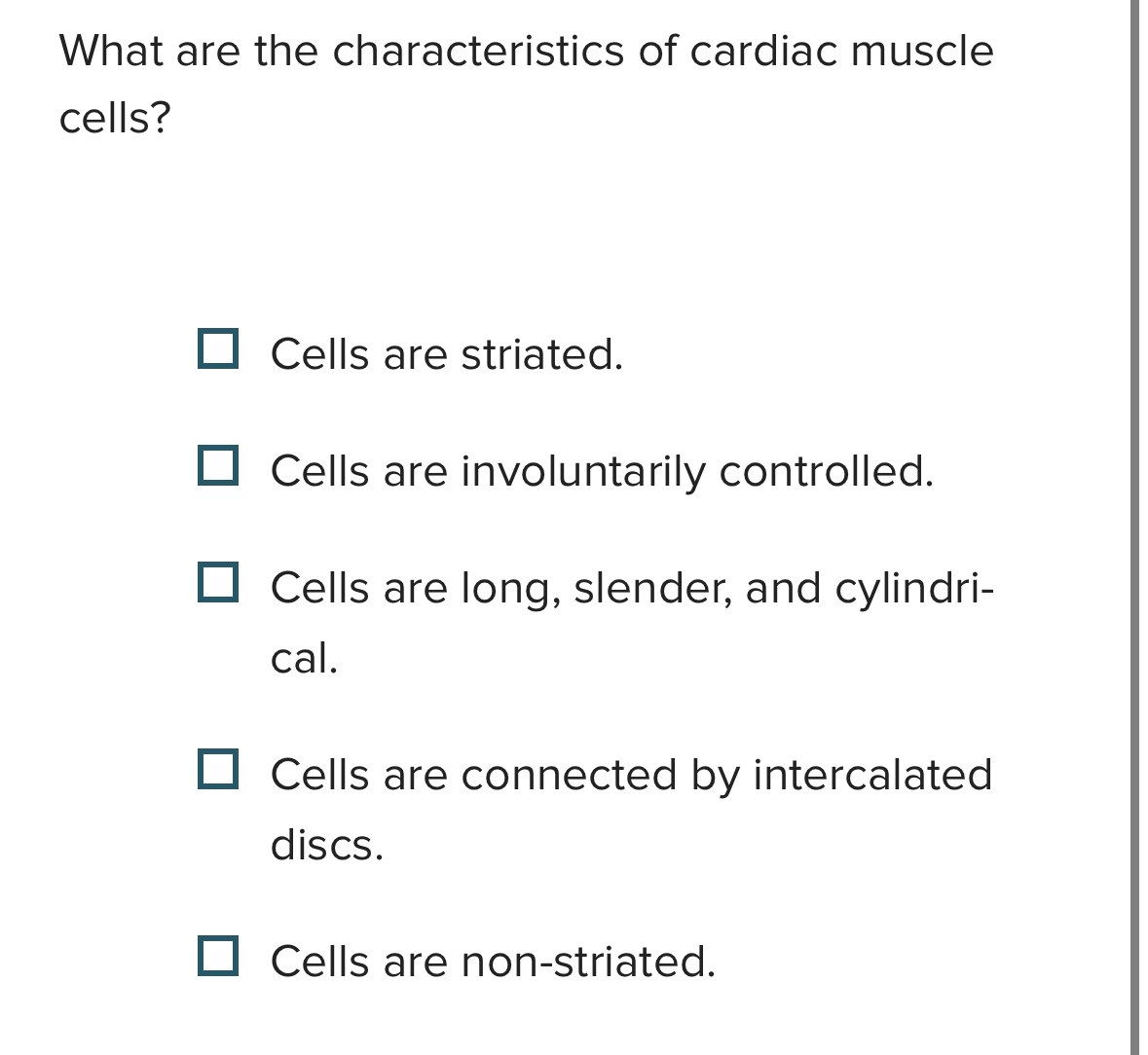 Solved What are the characteristics of cardiac muscle | Chegg.com