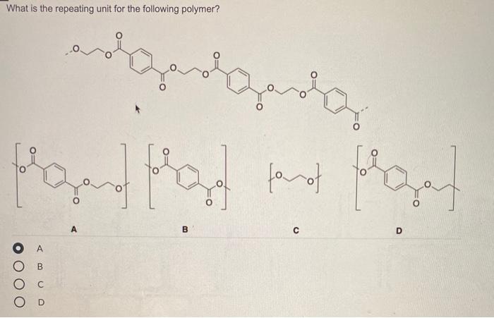 Solved What is the repeating unit for the following polymer? | Chegg.com