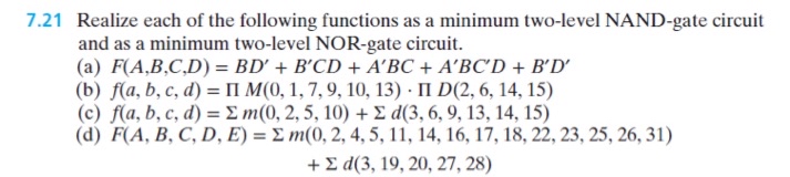 Solved Solve just (d) ﻿please7.21 ﻿Realize each of the | Chegg.com