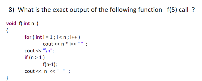 Solved What Is The Exact Output Of The Following Function