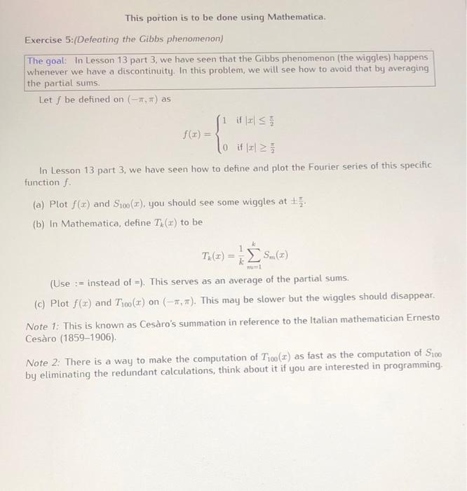 Solved This Portion Is To Be Done Using Mathematica 2705
