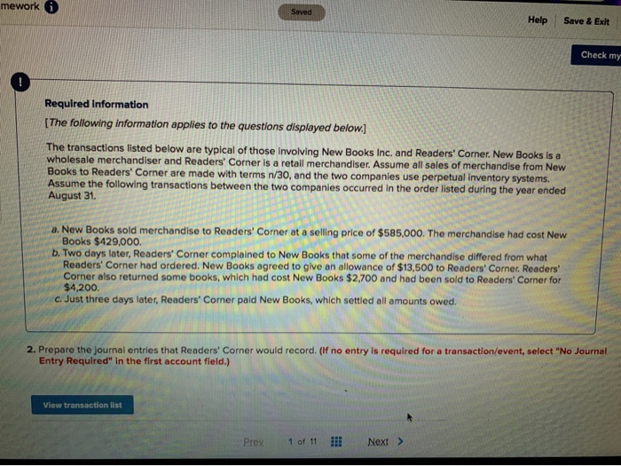 Solved mework i Saved Help Save & Exit Check my Required | Chegg.com