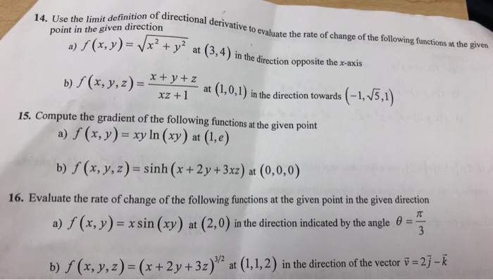 Solved finition of directional derivative to 14. Use the | Chegg.com