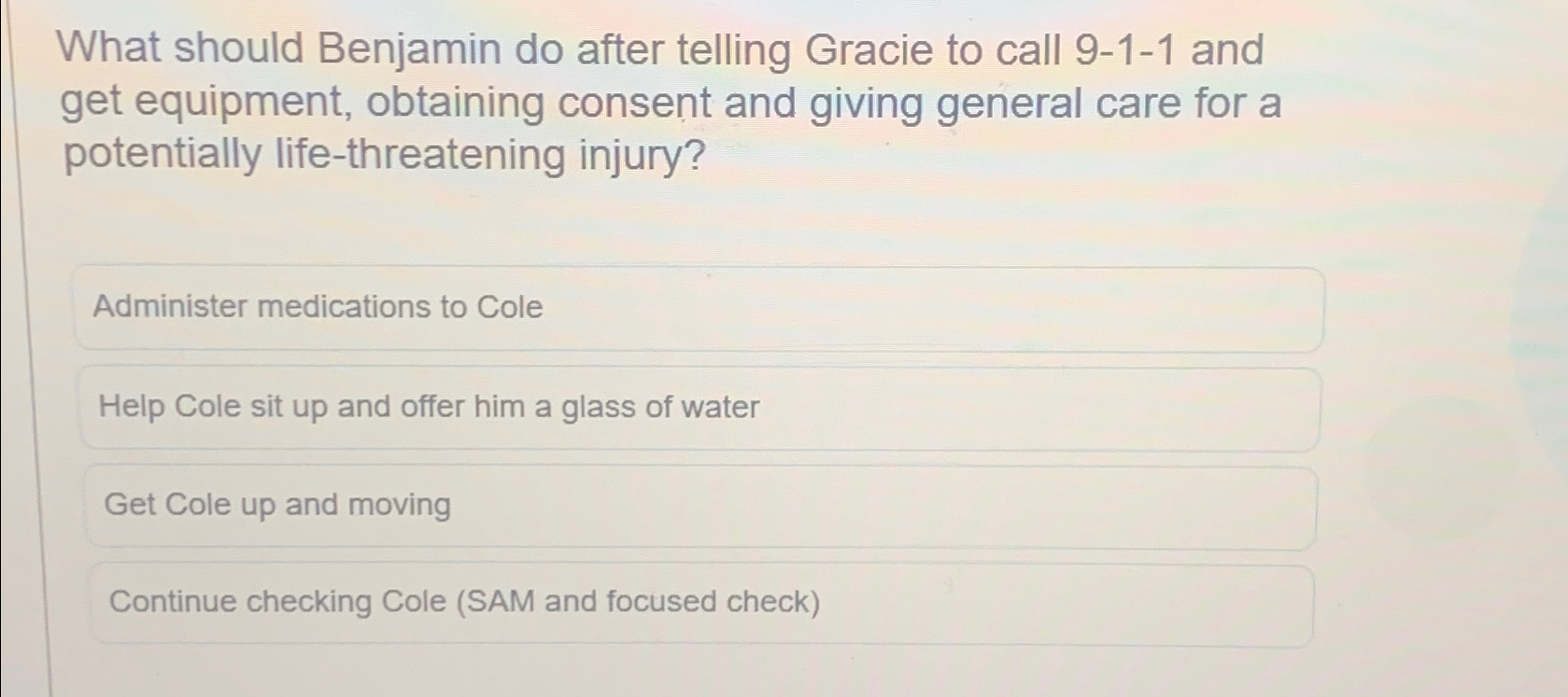 Solved What should Benjamin do after telling Gracie to call | Chegg.com