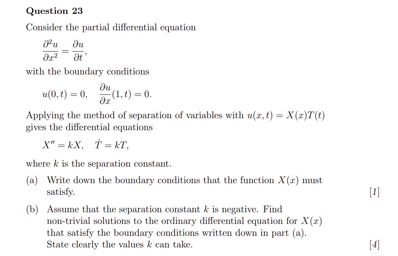 Solved Question 23Consider the partial differential | Chegg.com