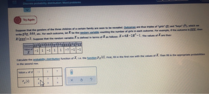 Solved Discrete probability distribution: Word problems Try | Chegg.com